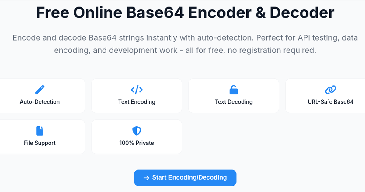 Base64 Encoder & Decoder – Free Online Tool | ToolShelf