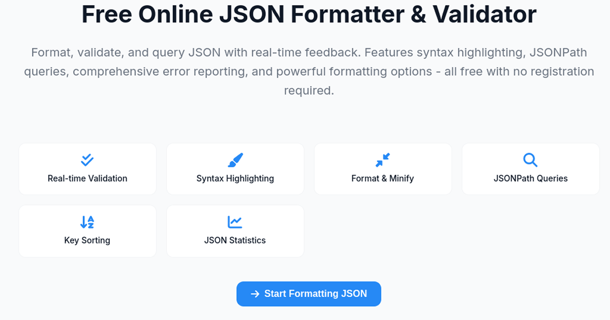 ToolShelf - Free Online JSON Formatter & Validator
